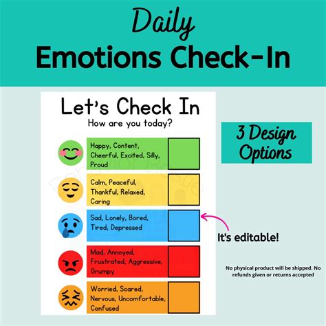 Editable Emotions Check In Feelings Check In Daily Check In How
