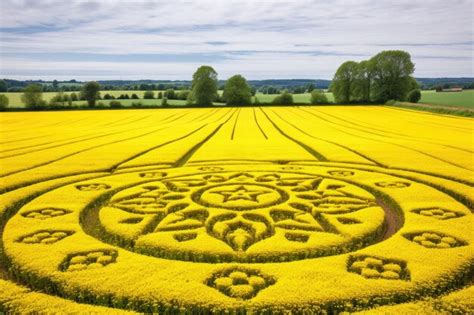 Premium Ai Image Crop Circle Patterns Contrasted In A Field Of