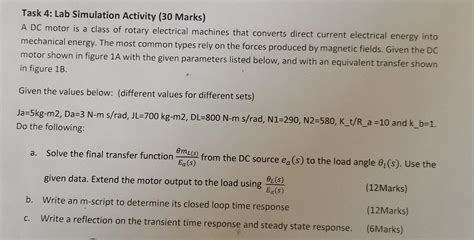 Solved Task Lab Simulation Activity Marks A DC Motor Chegg