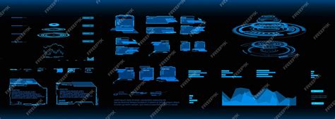 Premium Vector Digital Virtual Futuristic User Interface Virtual Panel With A Set Of Hud Gui