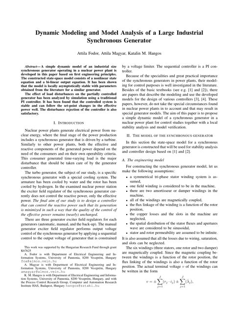 pdf dynamic modeling and model analysis of a large industrial