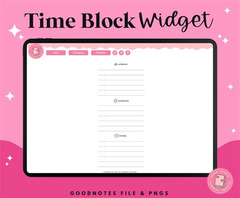 Time Block Widget Paper Hearts Planner Co