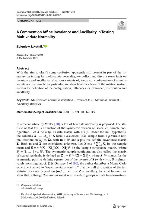 Pdf A Comment On Affine Invariance And Ancillarity In Testing