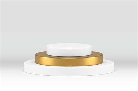 3d 무대 실린더 줄무늬 받침대 황금빛 흰색 플랫폼 기초 제품 프리젠 테이션 벡터 3차원 형태에 대한 스톡 벡터 아트 및 기타 이미지 3차원 형태 Performing