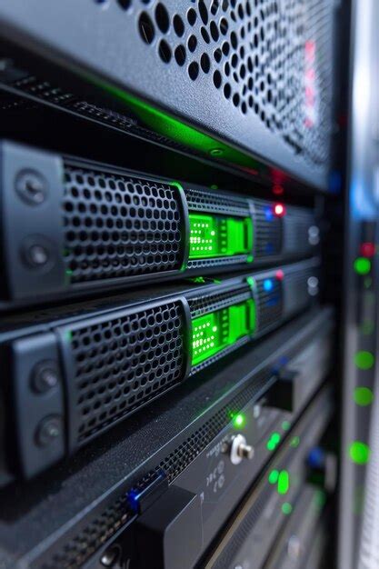 Closeup View Of Servers In Data Center Modern Technology And Network