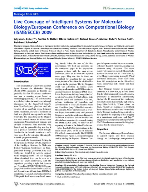 Pdf Live Coverage Of Intelligent Systems For Molecular Biology
