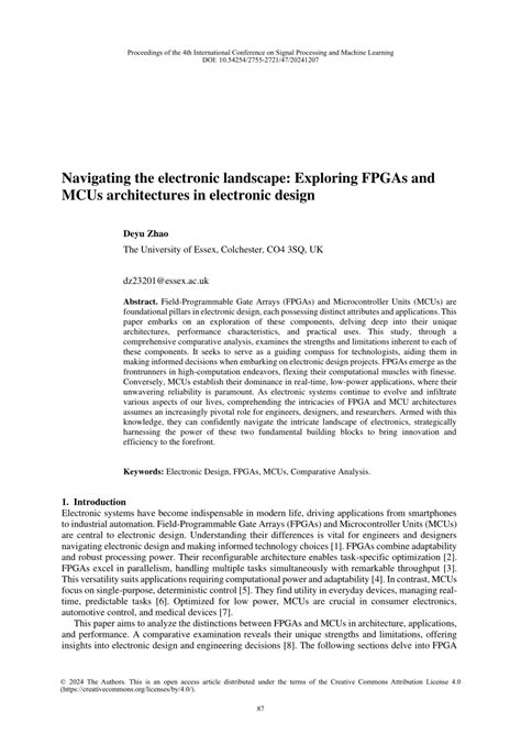 Pdf Navigating The Electronic Landscape Exploring Fpgas And Mcus Architectures In Electronic