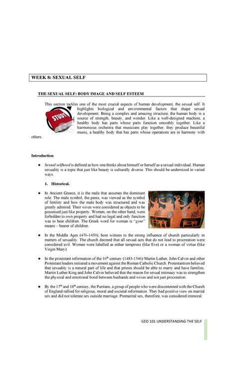 Chapter UTS MODULE IN UNDERSTANDING THE SELF WEEK SEXUAL SELF THE SEXUAL SELF BODY