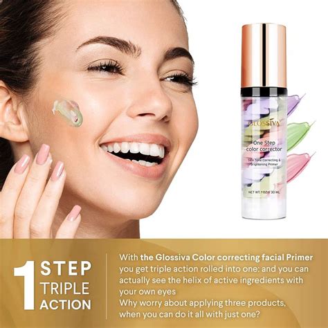 Glossiva Makeup Primer One Step Color Corrector Skin Tone Correcting