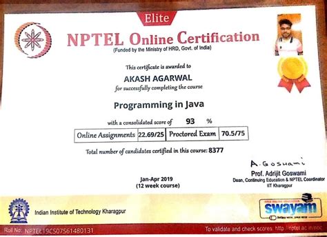 Akash Agarwal On Linkedin Nptel Java Exam