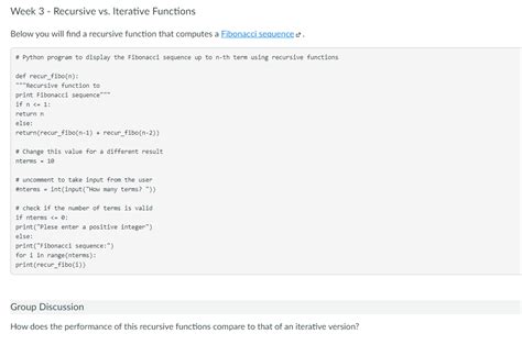 Week 3 Recursive Vs Iterative Functions Below You