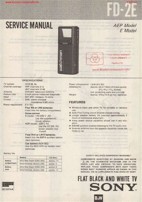 Sony Fd 2e Service Manual Download Schematics Eeprom Repair Info For