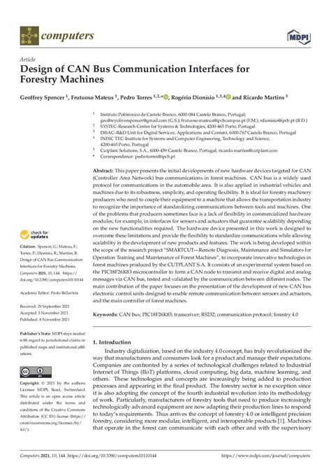 Design Of Can Bus Communication Interfaces For Forestry Machines