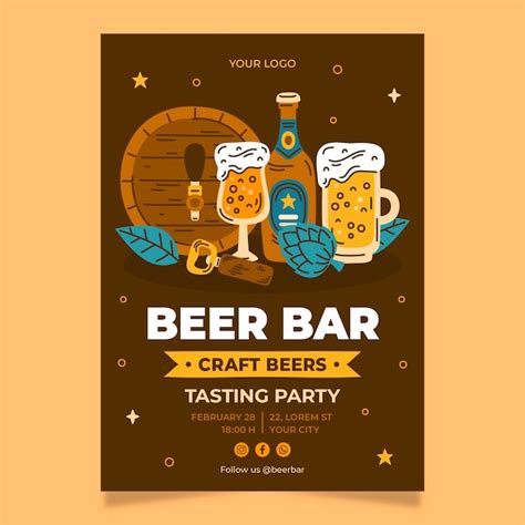 Free Vector Hand Drawn Beer Bar Template Design