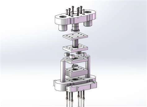 垫片冲孔落料复合模（cad图 Sw三维 工件动画） Solidworks 2015 模型图纸下载 懒石网