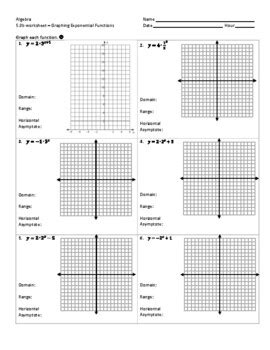 Graphing Exponential Functions Worksheet And Answer Key A B TPT