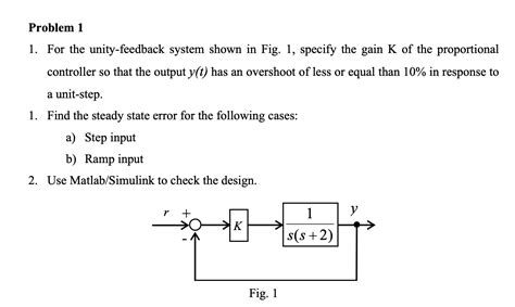 solved problem 1for the unity feedback system shown in fig