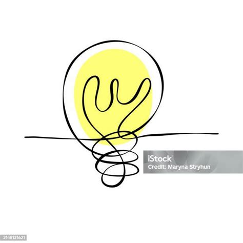 구근 생각 아이디어 한 줄 연속 라인 아트 흑백 손 그리기 벡터 일러스트 레이 션 전구 아웃 라인 벡터 아트 일러스트 레이 션의 연속 한 선 그리기 결정에 대한 스톡 벡터