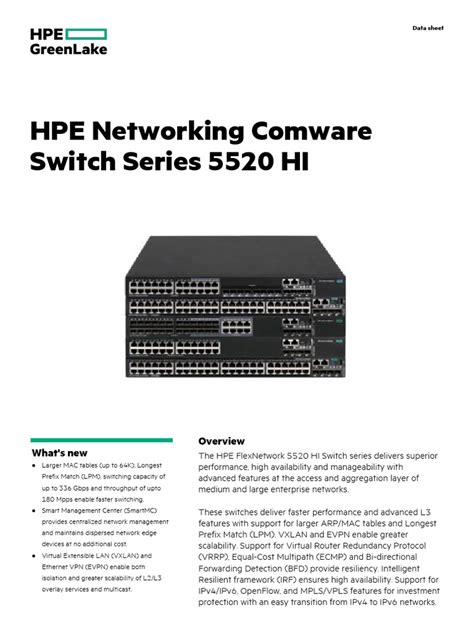 hpe networking comware switch series 5520 hi psn1013625618ilen