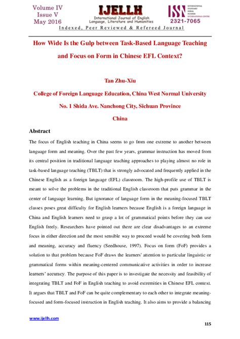 Pdf How Wide Is The Gulp Between Task Based Language Teaching And Focus On Form In Chinese Efl