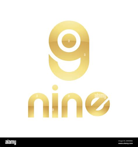 Golden Symbol For Number 9 On A White Background Icon 8 Stock Vector