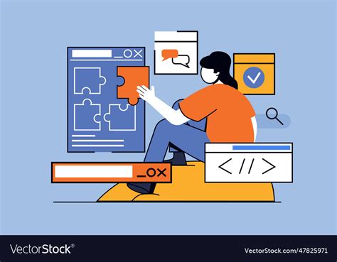 App Development Concept With People Scene In Flat Vector Image