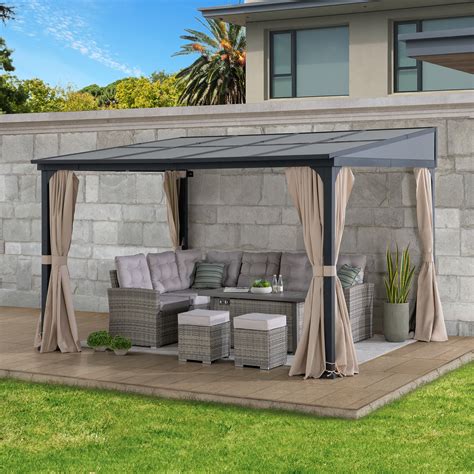 Sunjoy 10 X 12 Ft Wall Mounted Gazebo With Polycarbonate Roof Black