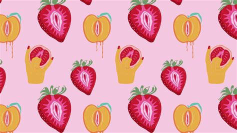 Fruit With Outlines Female Labia Animation Loop Background Video Flat Cartoon Animation Design