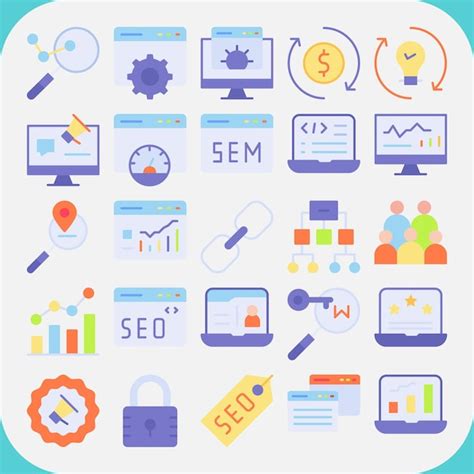 Premium Vector Vector Flat Seo And Sem Icon Pack Can Be Used For Seo