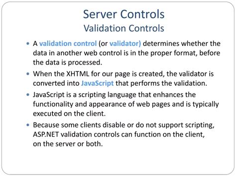 Ppt Server Controls Validation Controls Powerpoint Presentation Free