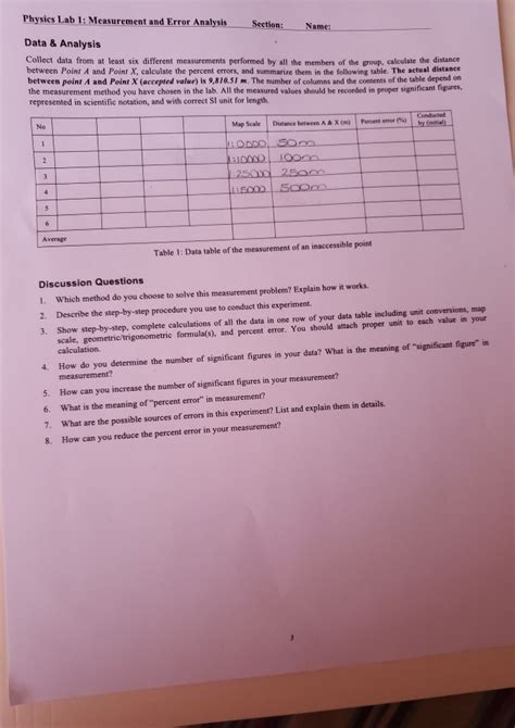 Physics Lab Measurement And Error Analysis Chegg