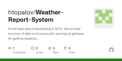 Github Htopalov Weather Report System Small Task About Developing Apis Two Private Sources