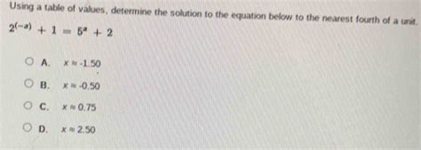 solved using a table of values determine the solution to the equation