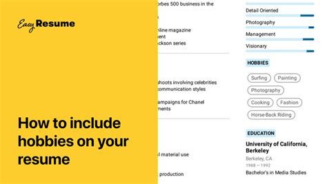 How to Include Hobbies on Your Resume in 2022 (With Examples) | Easy Resume