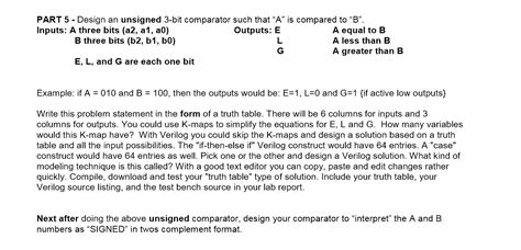Solved PART Design An Unsigned Bit Comparator Such Chegg