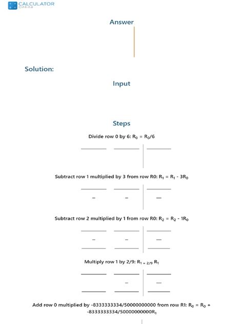 Gaussian Elimination Calculator Result Pdf