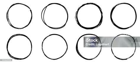 손으로 그린 둥근 프레임의 벡터 컬렉션입니다 기하학적 브러시 스트로크 서클 디자인 프레임입니다 추상 그래픽 요소 0명에 대한 스톡 벡터 아트 및 기타 이미지 Istock
