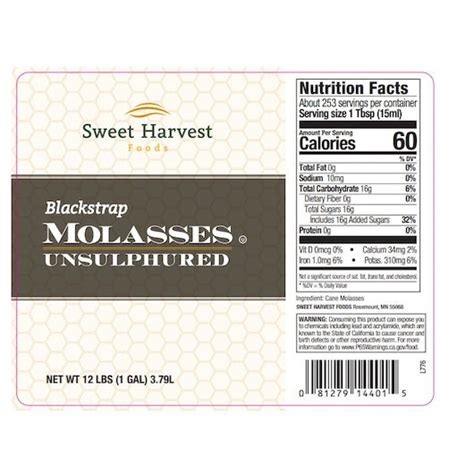 Sweet Harvest Blackstrap Molasses Gallon