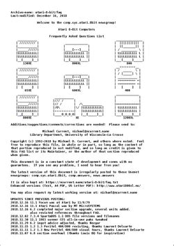 Atari Bit Computers FAQ Frequently Asked Questions List
