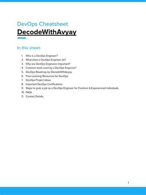 Devops Cheat Sheet By Decodewithavyay Pdf Systems Engineering