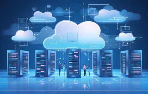 Cyber Security Data Network Protection Cloud Storage Data Center Stock Illustration