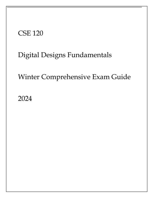 Asu Cse 120 Digital Designs Fundamentals Winter Comprehensive Exam