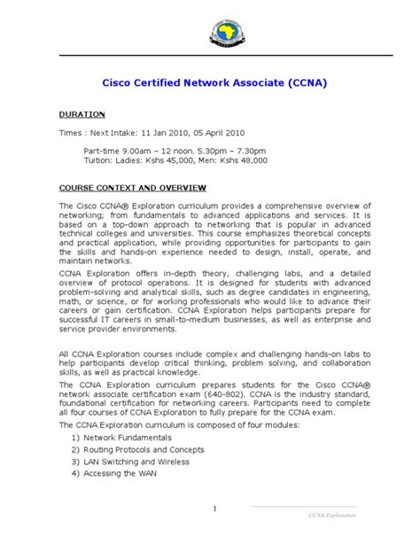 Outline Ccna Exploration Pdf Cisco Certifications Network Switch