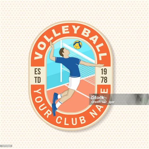 배구 클럽 패치 스티커 디자인 벡터 그림입니다 대학 리그 스포츠 클럽 엠블럼 사인 로고 빈티지 라벨 스티커 배구 공 선수 및