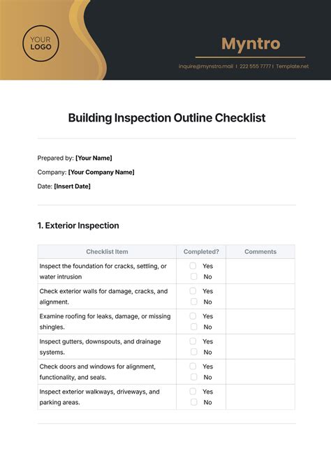 Free Building Checklist Templates Editable And Printable