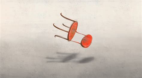 슬픔 혼자 우울증과 외로움 개념 초현실적 인 그림 개념 예술 부동 의자 3차원 형태에 대한 스톡 벡터 아트 및 기타 이미지