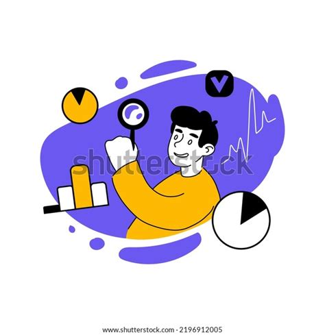 Vector Illustration Man Learning Statistics Statistical Stock Vector Royalty Free 2196912005