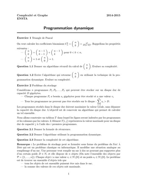 Programmation Dynamique