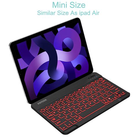 Arteck Hb030b Universal Backlit 7 Colors Ultra Light Slim Portable Wireless Bluetooth 3 0