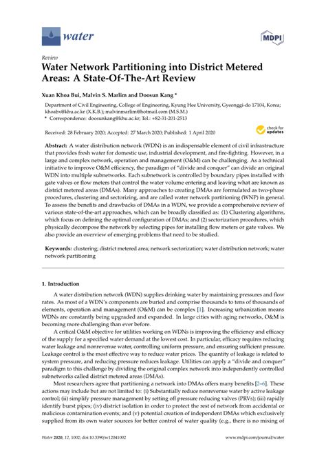 pdf water network partitioning into district metered areas a state